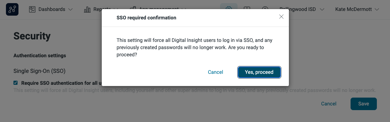 Lightspeed Insight - Security & Require SSO